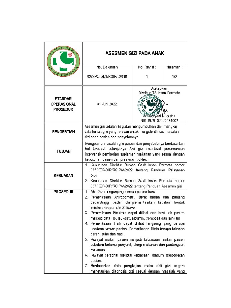 2 SPO ASESMEN GIZI PADA ANAK | PDF