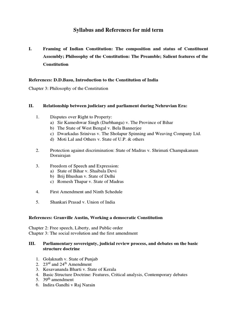 Syllabus and References For Mid Term | PDF | Politics Of India ...