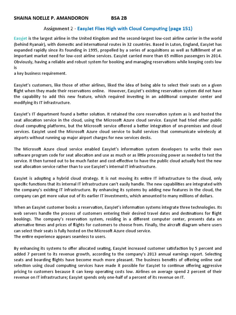 EasyJet's Cloud Computing Strategy | PDF | Cloud Computing | Computing