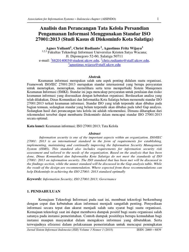 Tata Kelola Keamanan Informasi ISO 27001 | PDF | Bisnis | Komputer