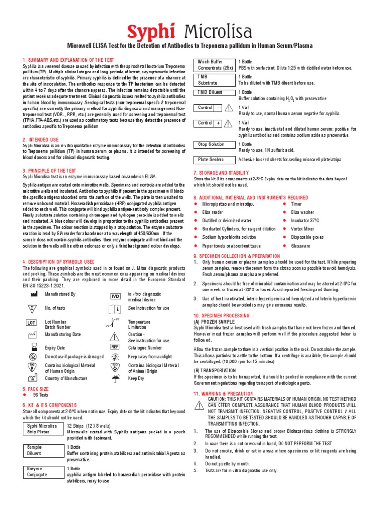 Detection of Antibodies to Treponema pallidum in Human Serum/Plasma ...