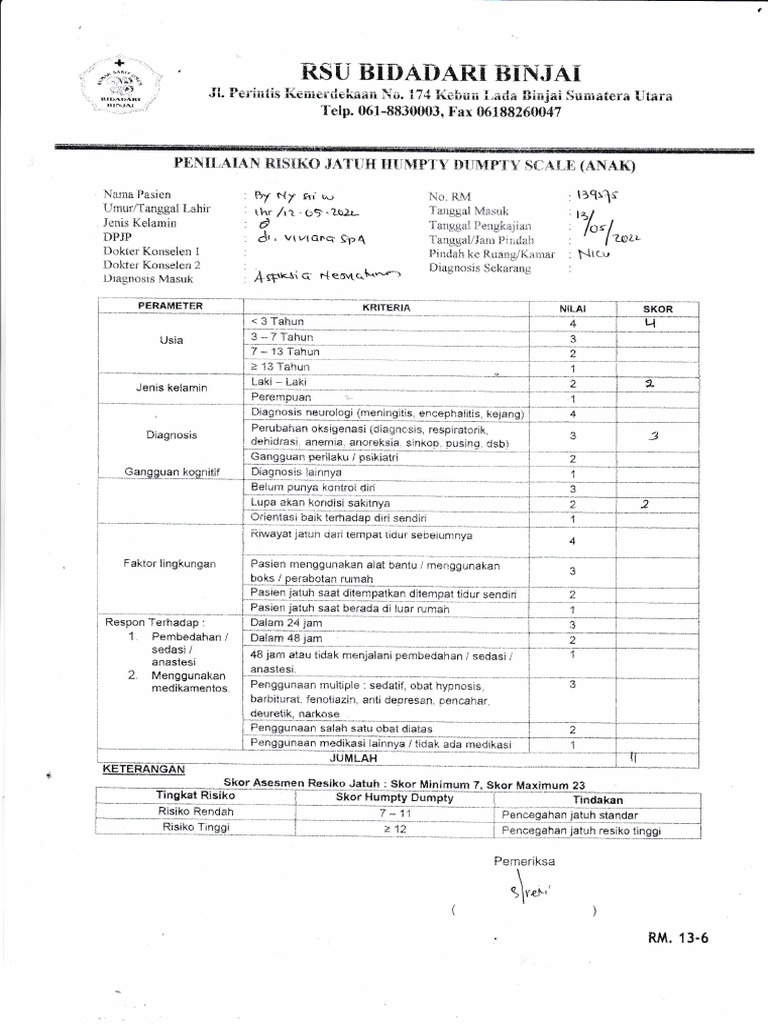 Form Awal Risiko Jatuh | PDF