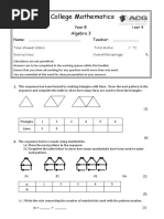 Year 8 Maths Exam Booklet Algebra Questions | PDF | Mathematics | Algebra