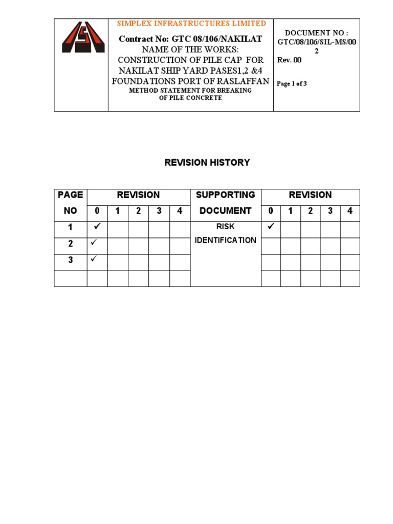 Pile Head Method Statement | PDF | Deep Foundation | Concrete