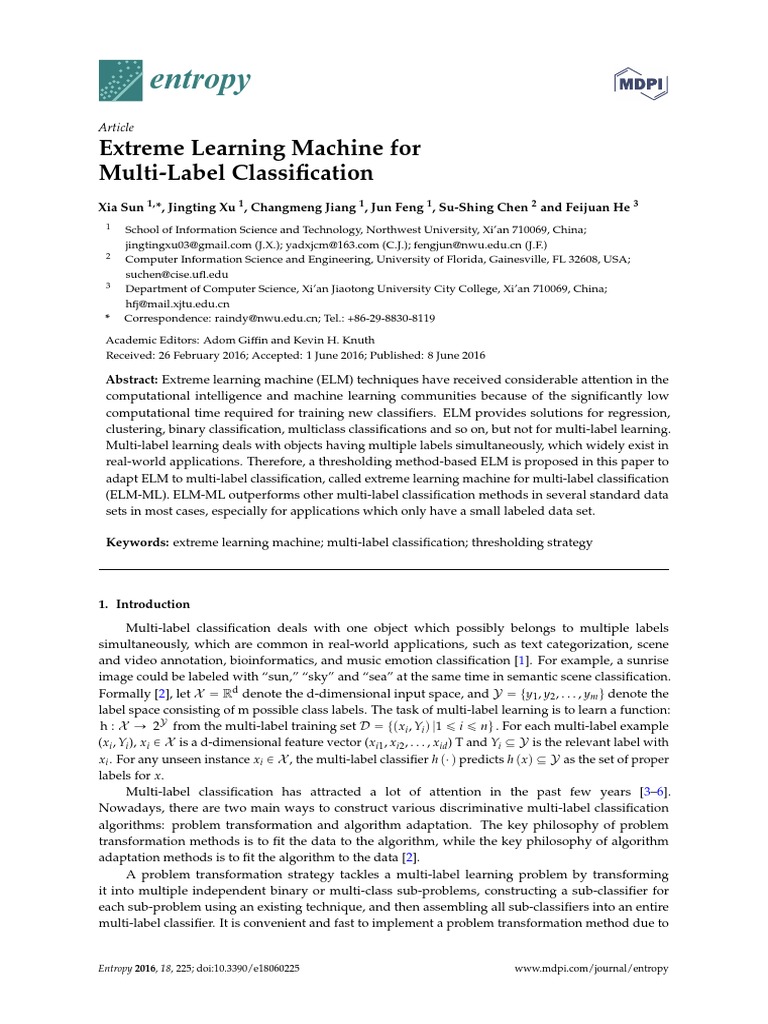 Extreme Learning Machine For Multi-Label Classification | PDF | Machine ...