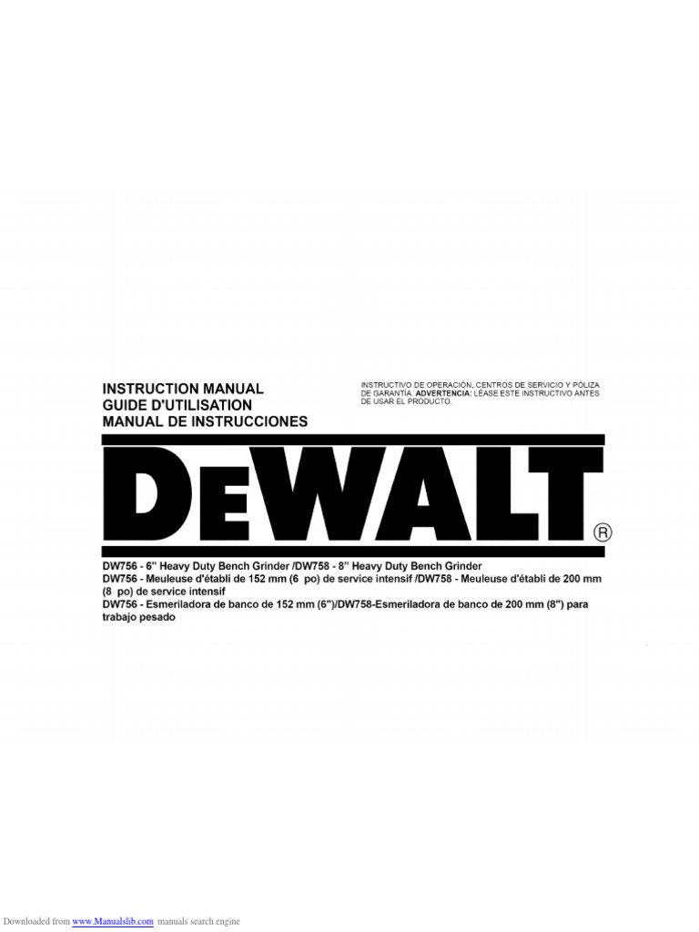 dw756 Instruction Manual | PDF | Grinding (Abrasive Cutting ...