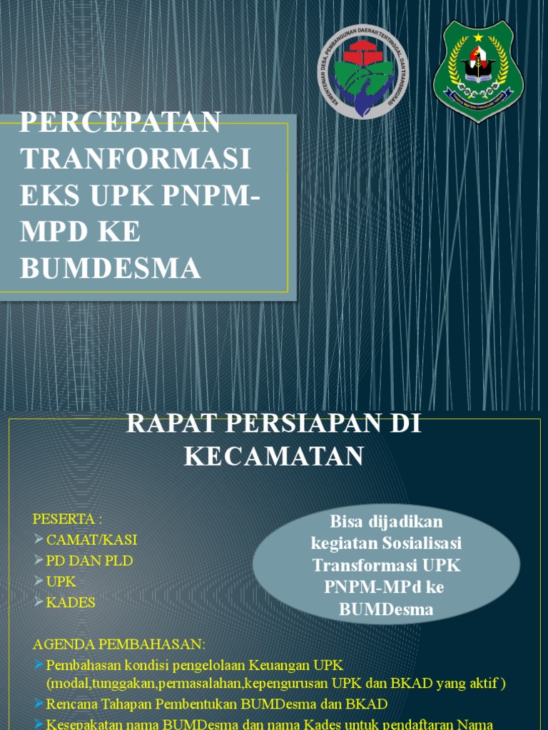 Percepatan Tranformasi Eks Upk PNPM-MPD Ke Bumdesma | PDF