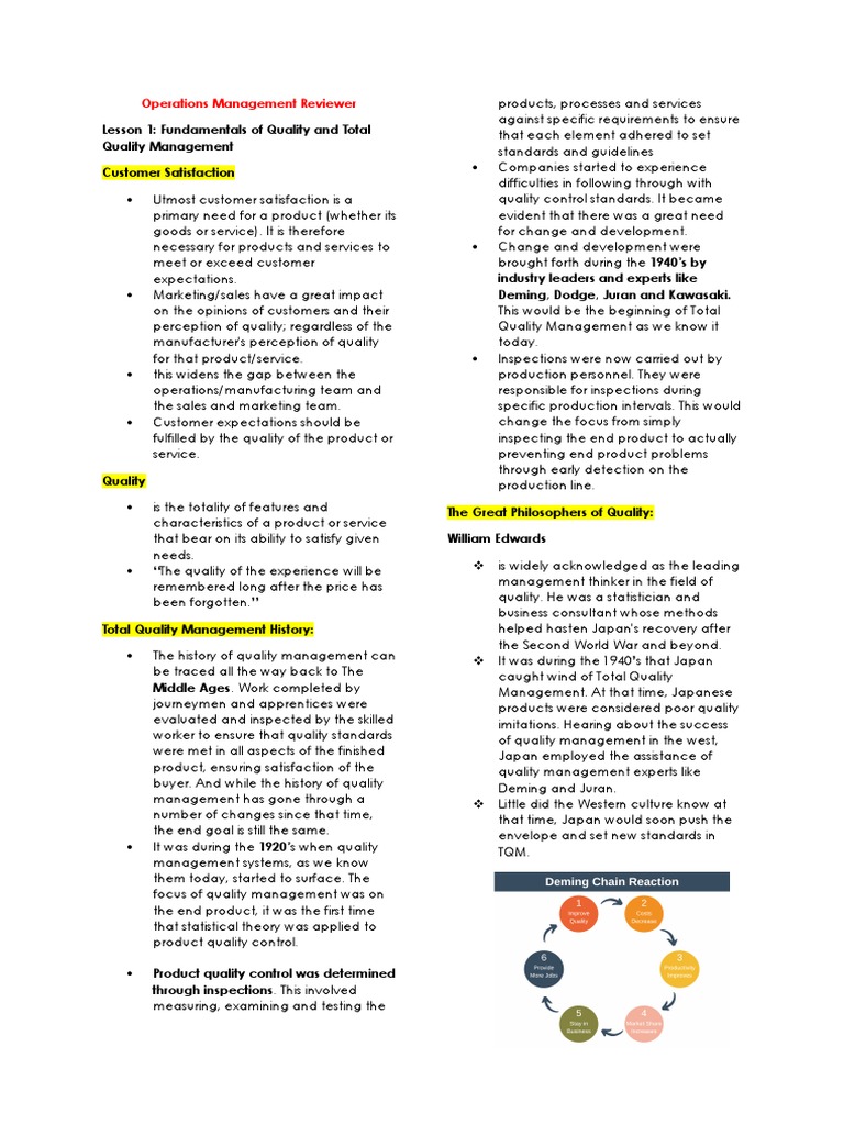 Operations Management Reviewer | PDF | Forecasting | Quality (Business)