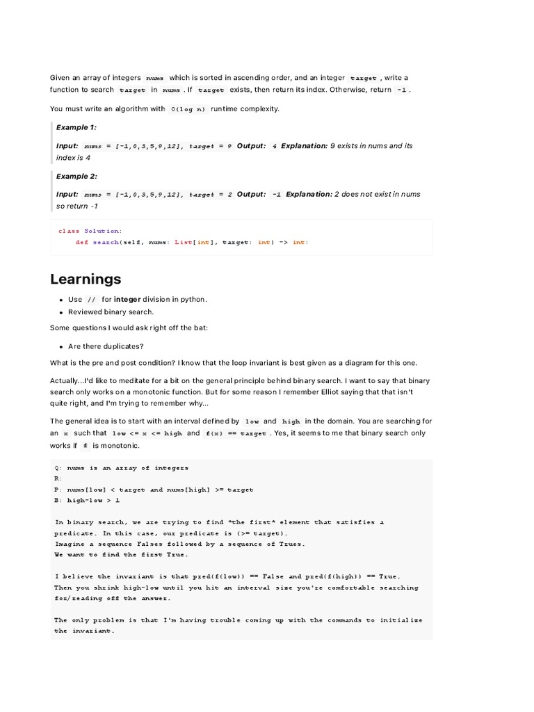 Binary Search Pdf Function Mathematics Software Engineering