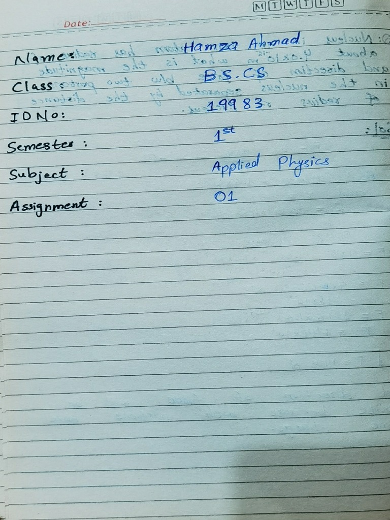 Applied Physics Assignment 1 | PDF