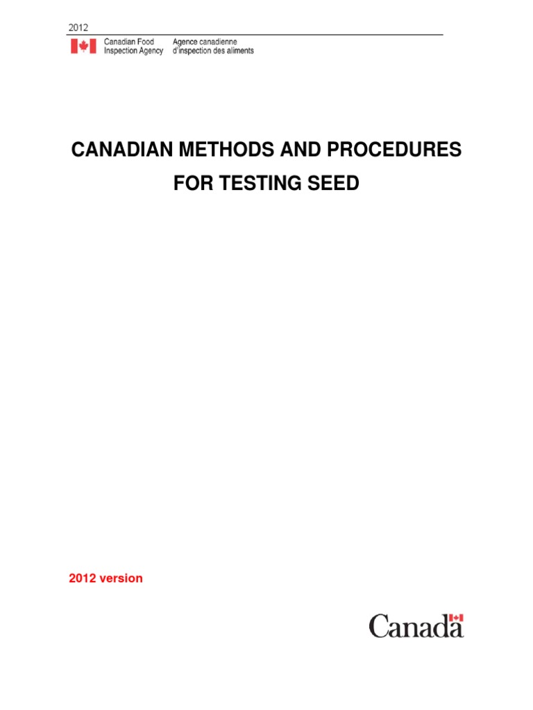 Canadian Methods and Procedures For Testing Seed | PDF | Cannabis ...
