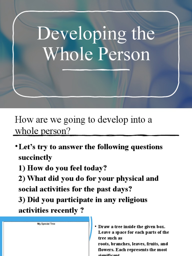 Q3 2 Developing The Whole Person | PDF | Prayer | Meditation
