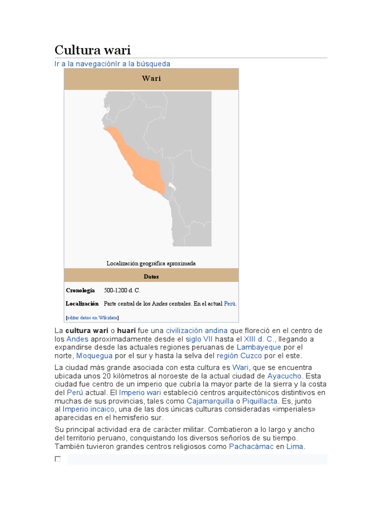 Cultura Wari | PDF | Pueblos Indígenas de las Américas | Perú