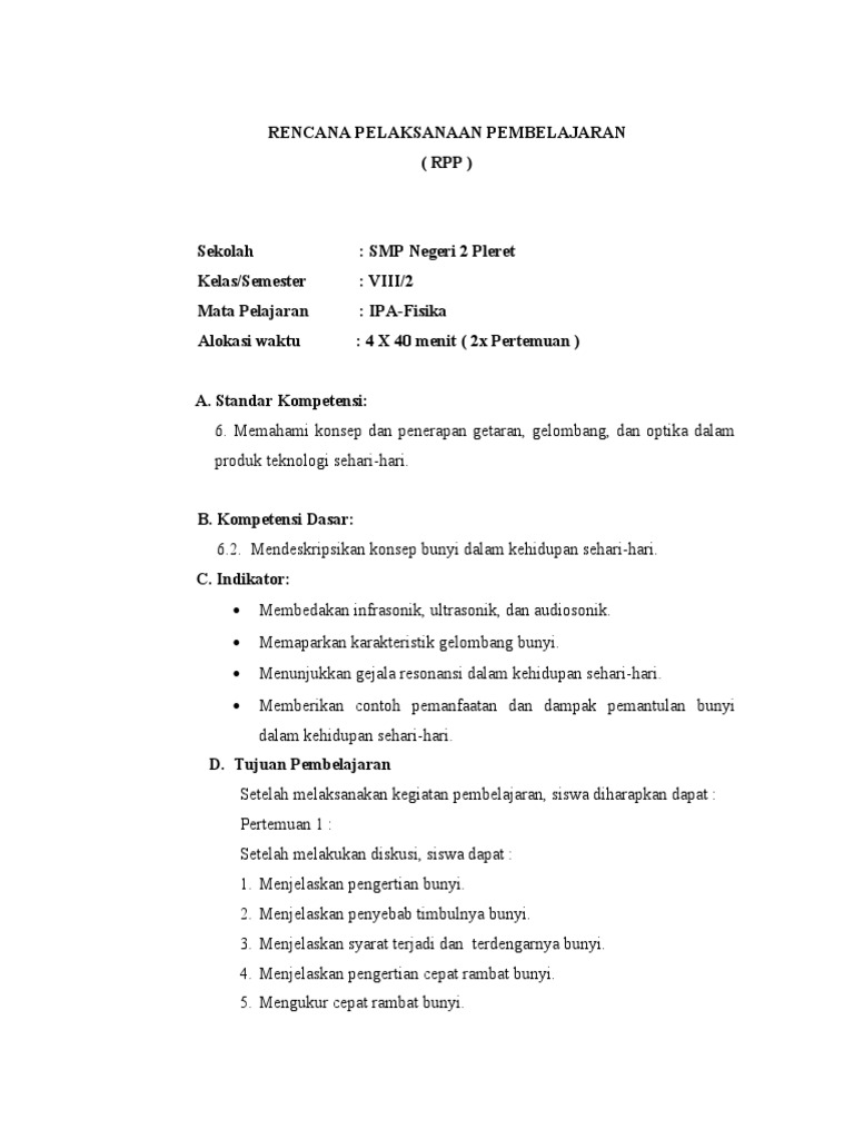 RPP Bunyi FIX | PDF | Kajian Bahasa Asing | Sains & Matematika