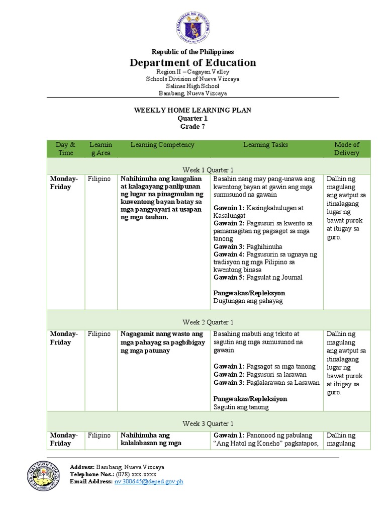 WHLP Filipino 7&9 Q1-Q3 | PDF