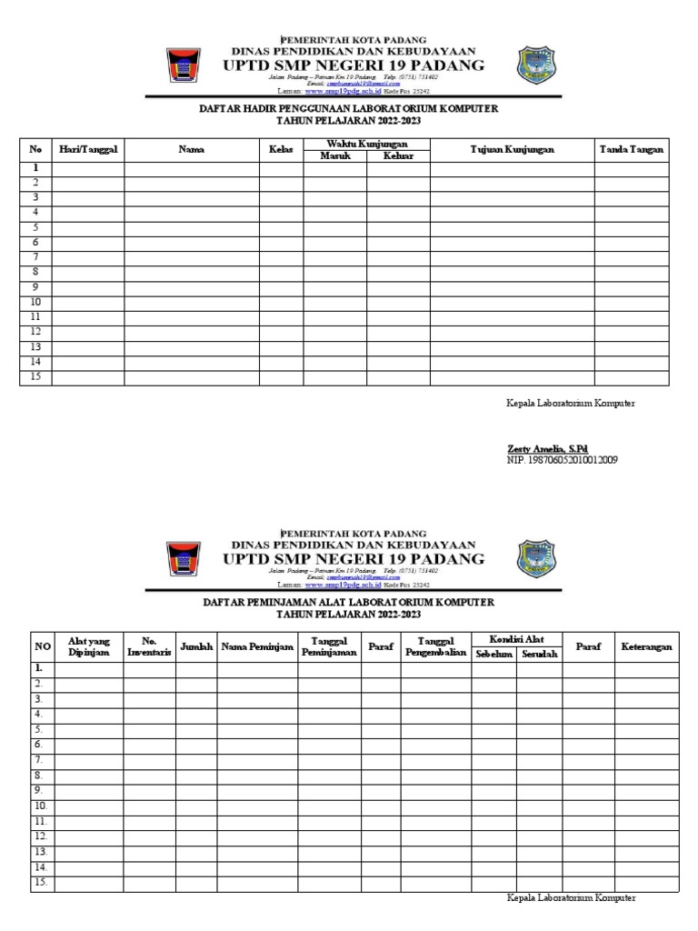 Format Penggunaan Laboratorium Komputer | PDF