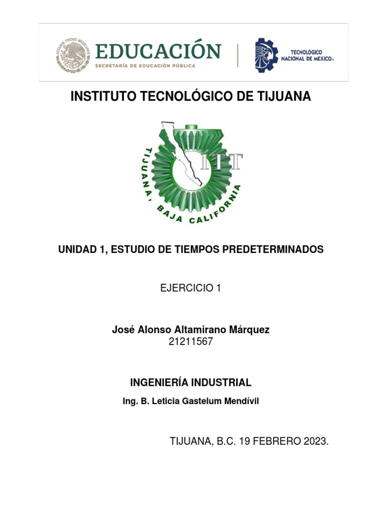 U1 - E1 - Estudio de Tiempos Predeterminados | PDF