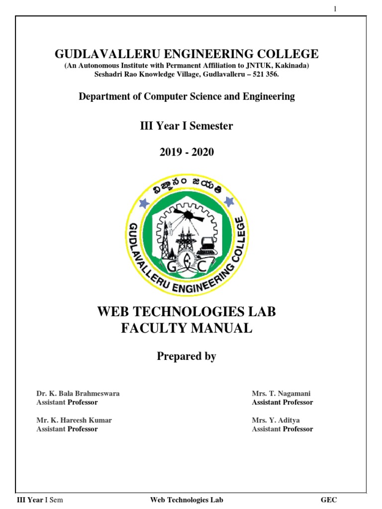Web Technologies Lab | PDF | World Wide Web | Internet & Web