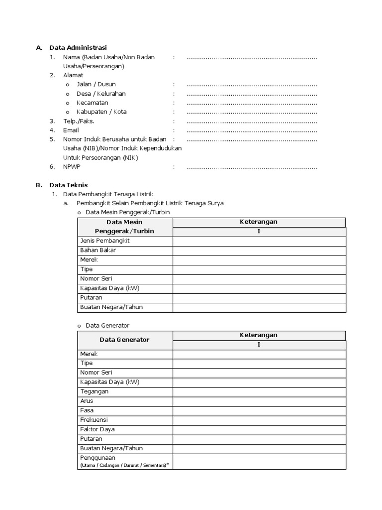 Data Administrasi dan Teknis Pembangkit Listrik | PDF | Teknologi ...