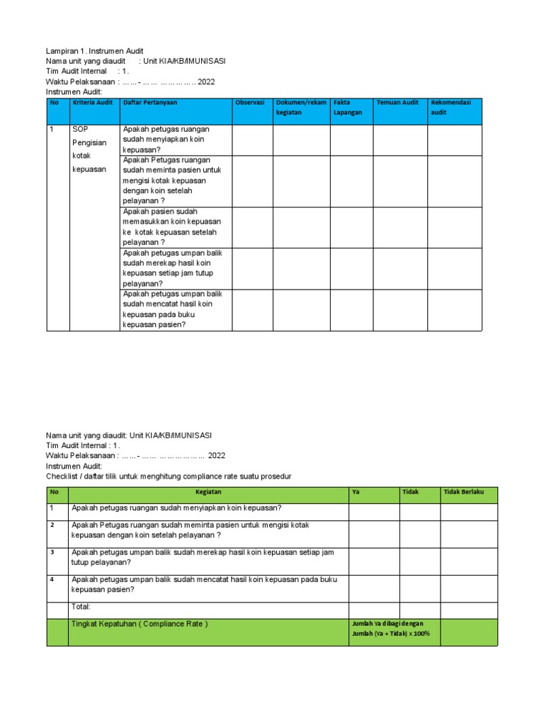 Rev Instrumen Audit Kia | PDF
