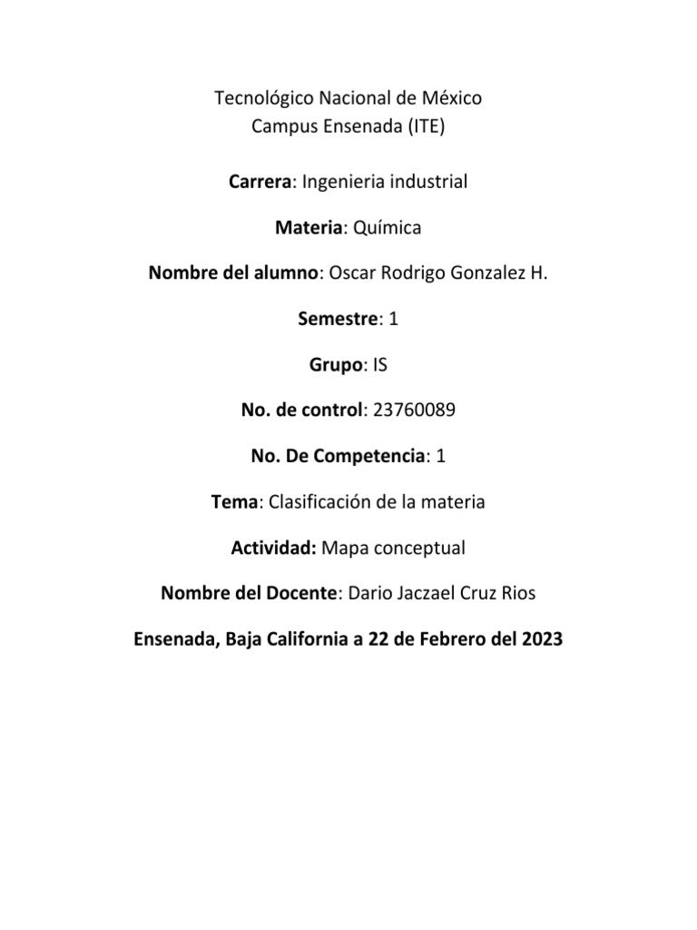 Mapa Conceptual: Clasificación de la Materia | PDF