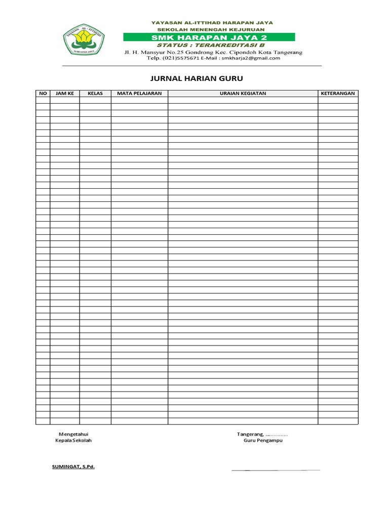Jurnal Harian Guru | PDF