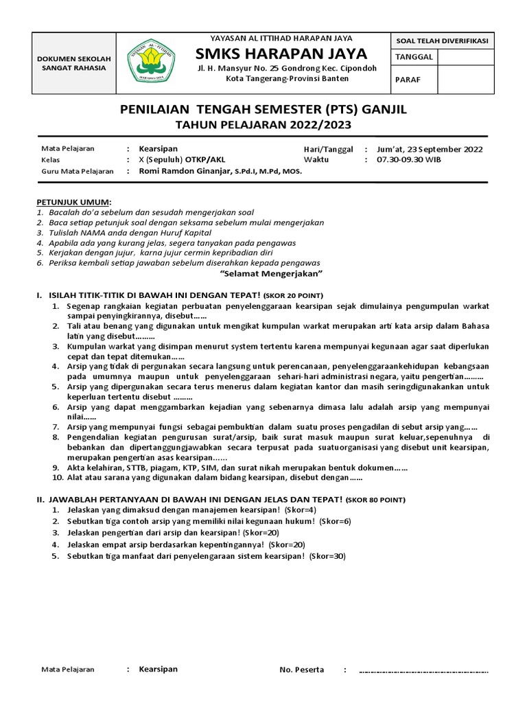 Kearsipan X Otkp | PDF