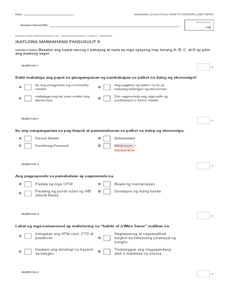 Checked 3rdQTQ AP9 | PDF