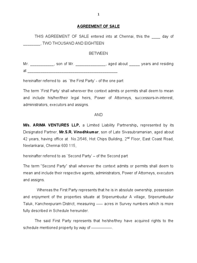 Agreement of Sale Draft | PDF | Deed | Mortgage Law