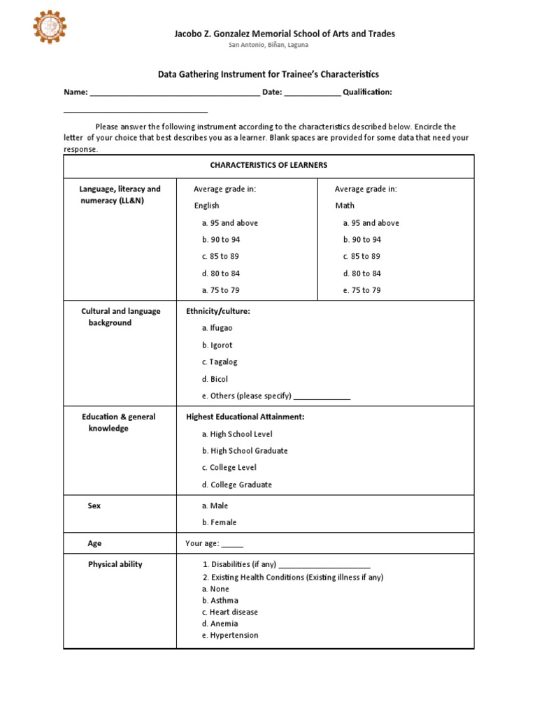 Data Gathering - Training Needs | PDF | Occupational Safety And Health | Cakes