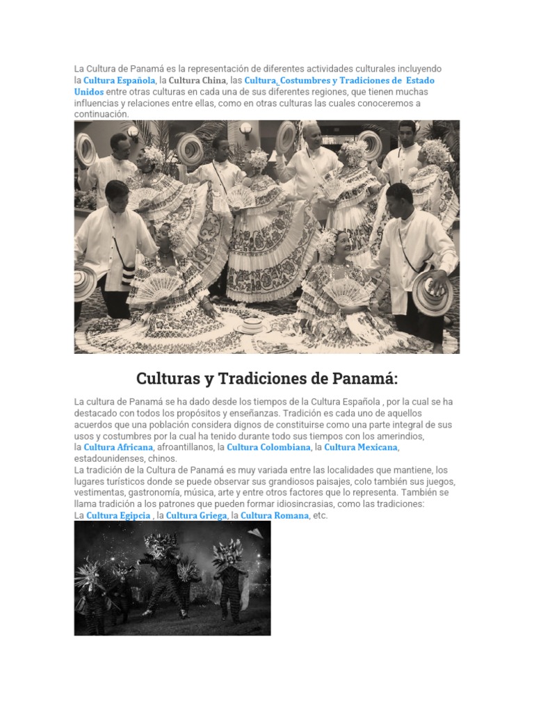 La Cultura de Panamá Es La Representación de Diferentes Actividades ...
