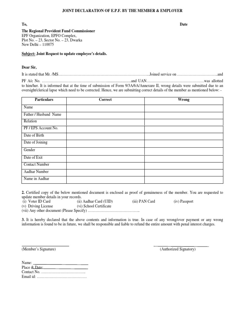 Joint Declaration Form - Delhi | PDF