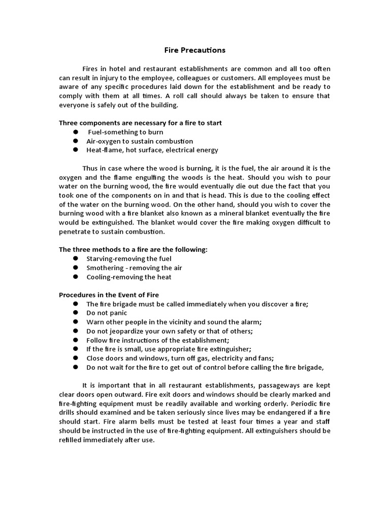 Fire Precautions | PDF | Fires | Firefighting