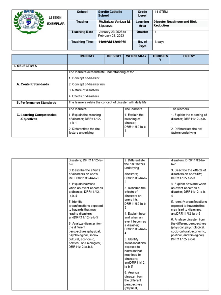 DRRR Lesson 1 | Download Free PDF | Hazards | Learning