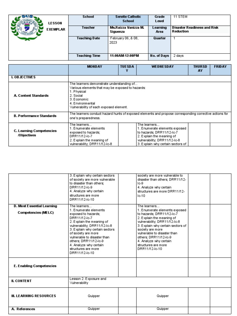 DRRR Lesson 2 | PDF | Classroom Management | Teachers
