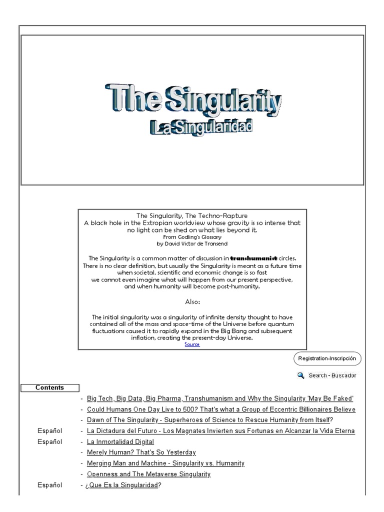 The Singularity - La Singularidad | PDF | Technological Singularity | Transhumanism