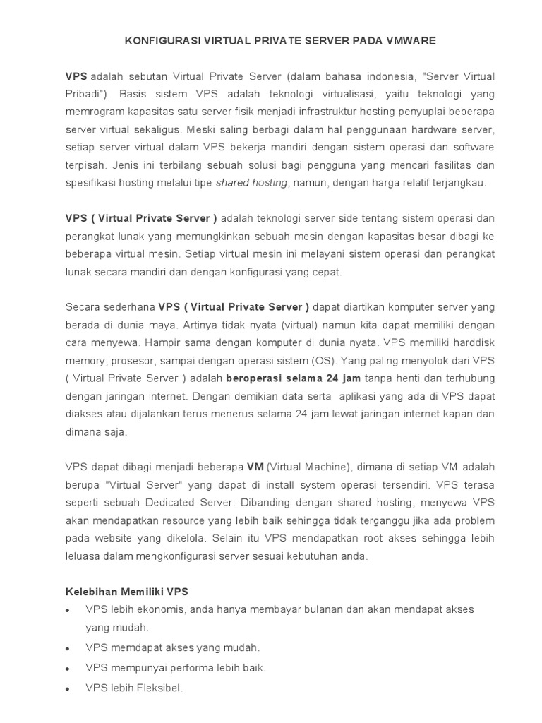 Konfigurasi Virtual Private Server Pada Vmware | PDF