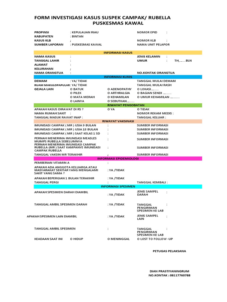 Form Investigasi Kasus Campak | PDF
