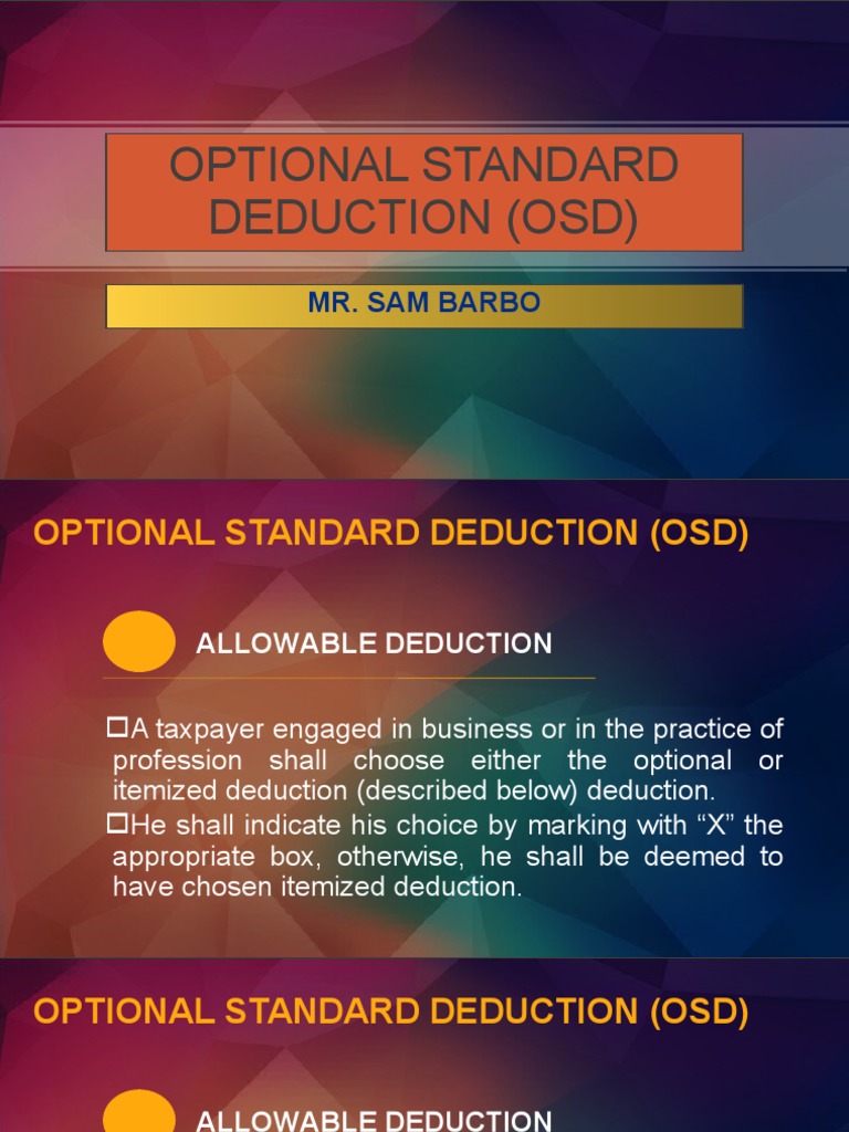 Understanding Optional Standard Deduction | PDF | Tax Deduction | Gross ...