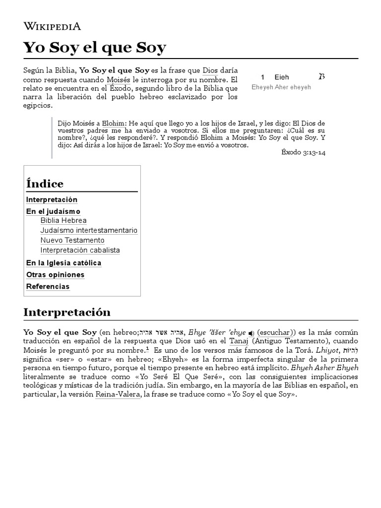 Yo Soy El Que Soy - Wikipedia, La Enciclopedia Libre | PDF | Teología ...