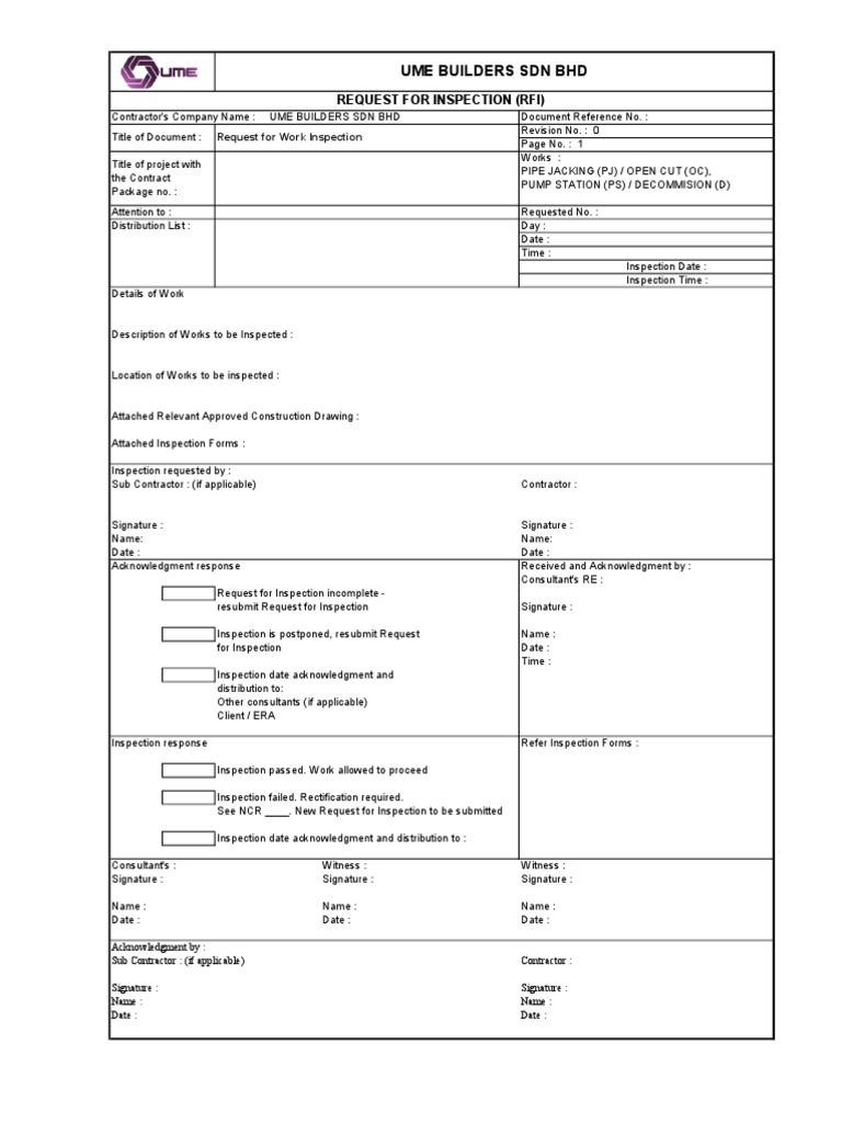 UME RFI Form | PDF