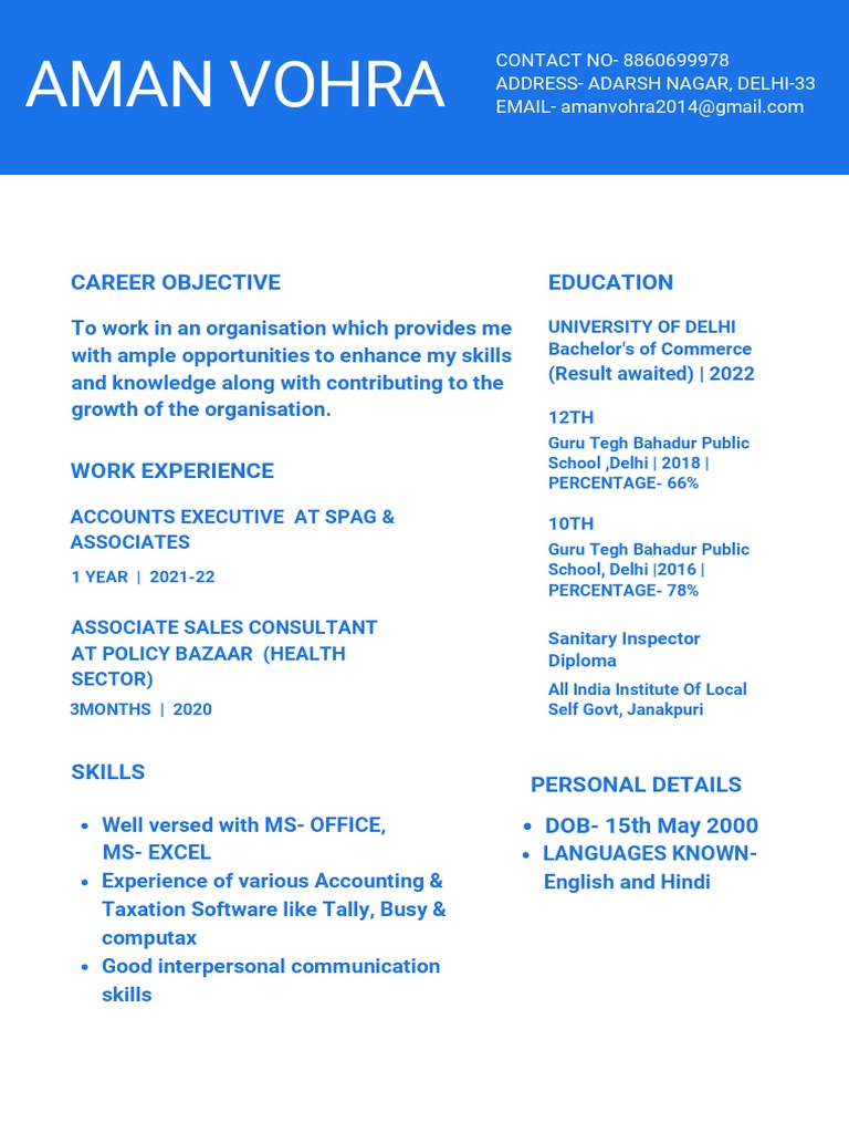 Aman Vohra Resume New | PDF Aman Vohra Resume New | PDF