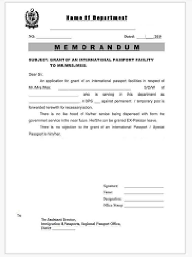 NOC Form For Govt Passport Scaled | PDF