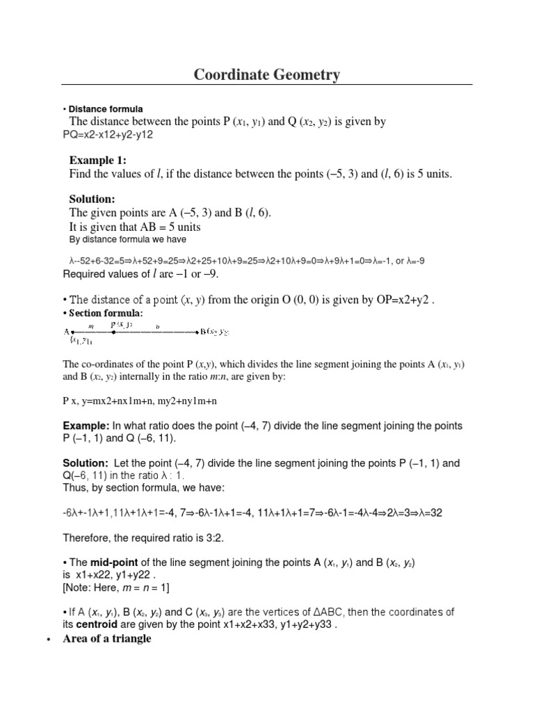 Coordinate Geometry Notes | PDF