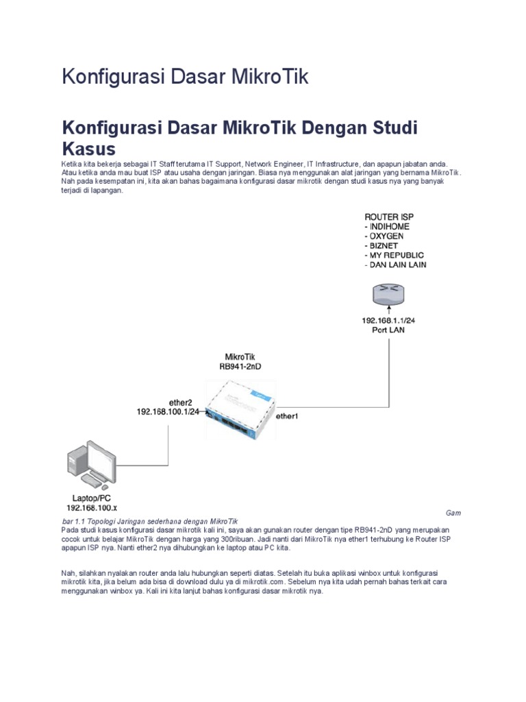 Konfigurasi Dasar MikroTik | PDF Konfigurasi Dasar MikroTik | PDF