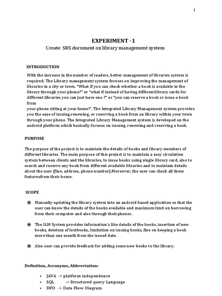 SRS Experiment 1 | Download Free PDF | Libraries | Android (Operating System)