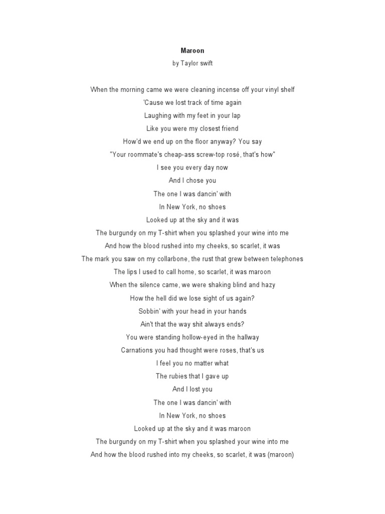Maroon by Taylor Swift | PDF