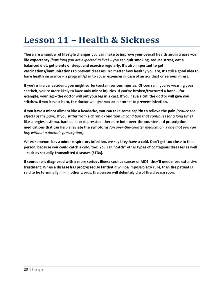 Health Collocations | PDF | Chronic Condition | Infection