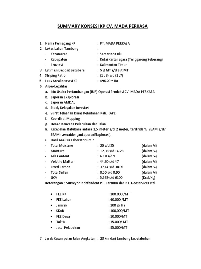 Summery CV Mada Perkasa Juli 2022 | PDF | Griya & Taman | Sains & Matematika
