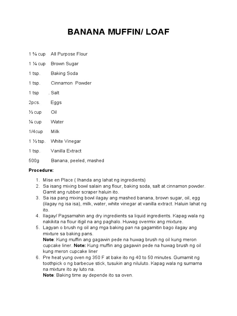 BANANA LOAF CAKE Tagalog | PDF